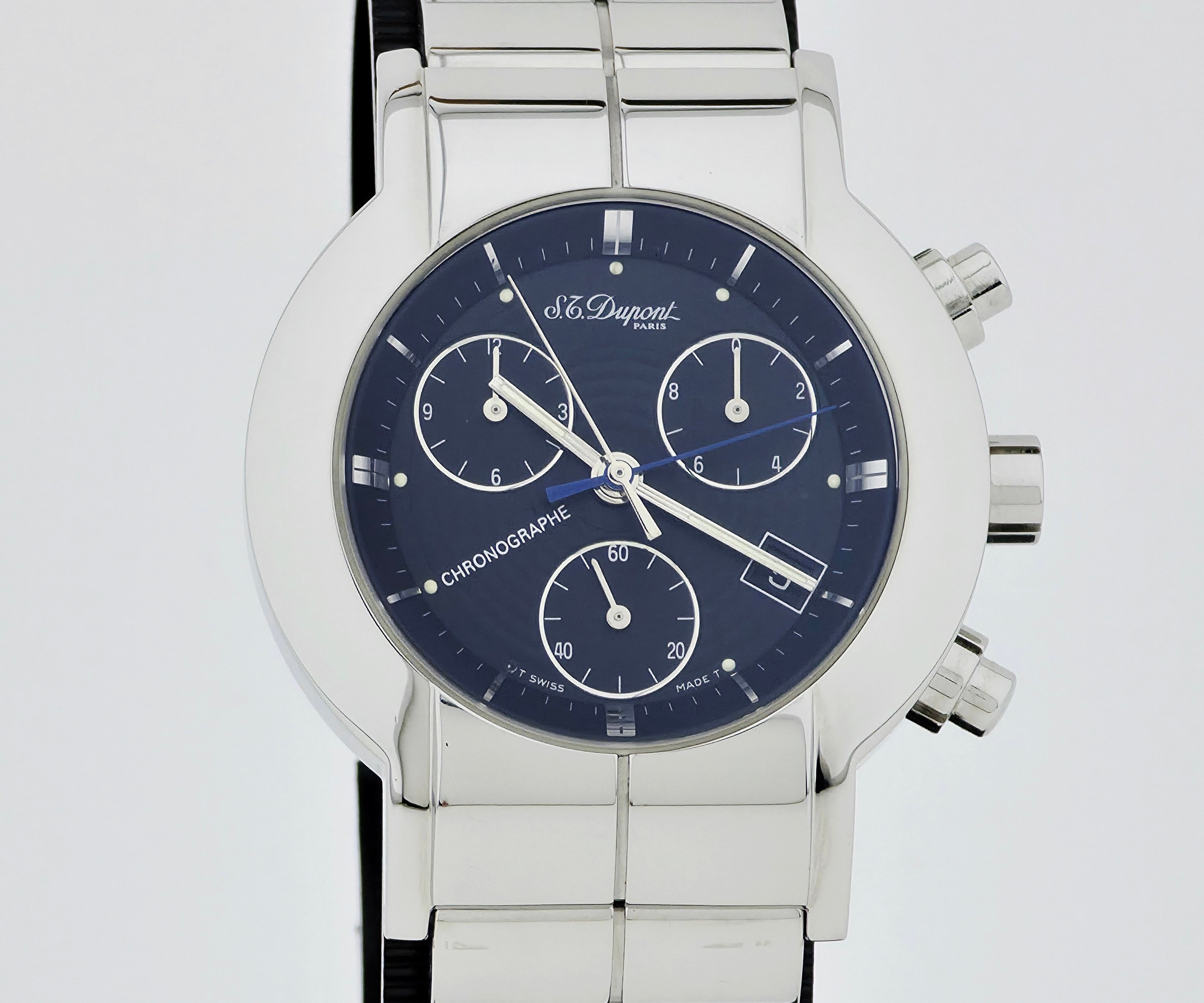 S.T. Dupont Paris Chronograph Quartz 40mm Stainless steel Men's Watch ...